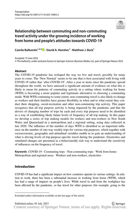 relationship between commuting and non commuting travel activity under
