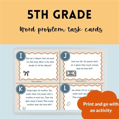 5th Grade Word Problem Task Card Test Prep By Blissly Learning Tpt