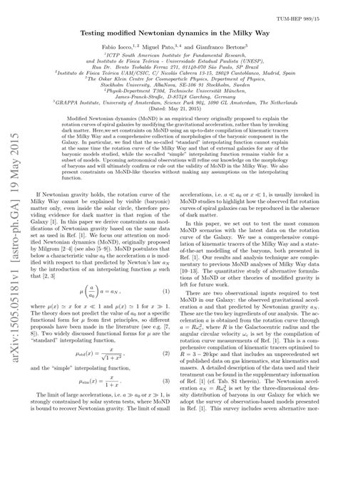 Pdf Testing Modified Newtonian Dynamics In The Milky Way