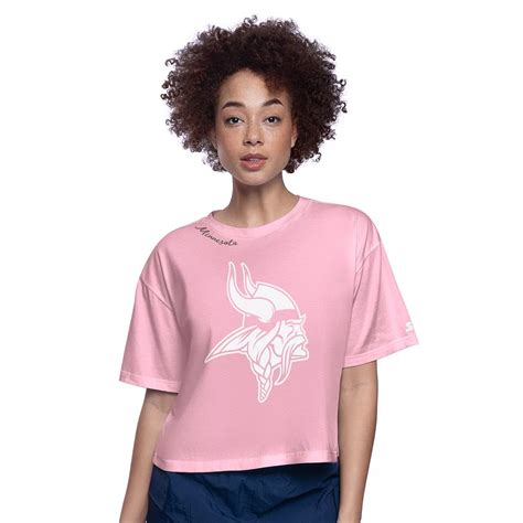 Womens Starter Pink Minnesota Vikings Play The Ball Boxy Cropped T Shirt