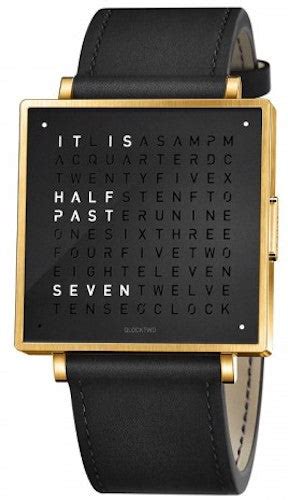 Qlocktwo Watch W39 Gold Black Leather D Qw39en6yglsbl W Hamond Luxury