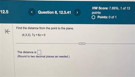 Solved Find The Distance From The Point To The Plane Chegg