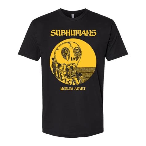 Subhumans Worlds Apart Skull Black T Shirt Pirates Press Records