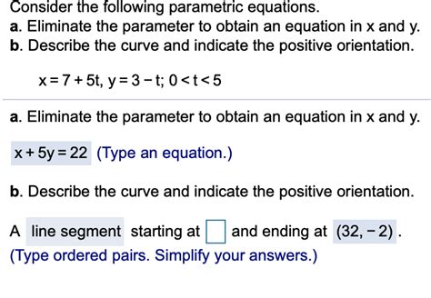 Solved Consider The Following Parametric Equations A