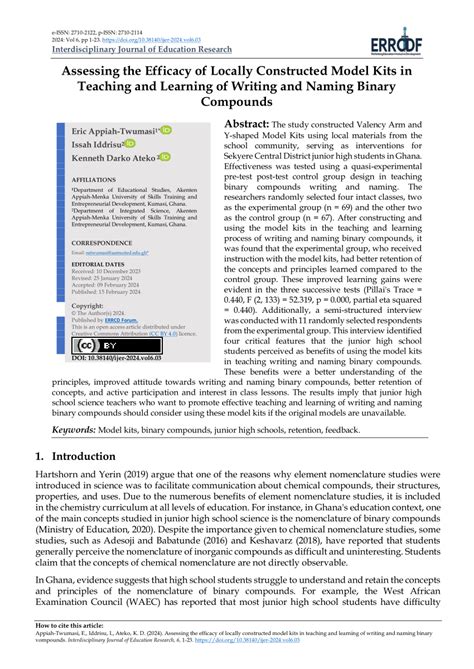 pdf assessing the efficacy of locally constructed model kits in