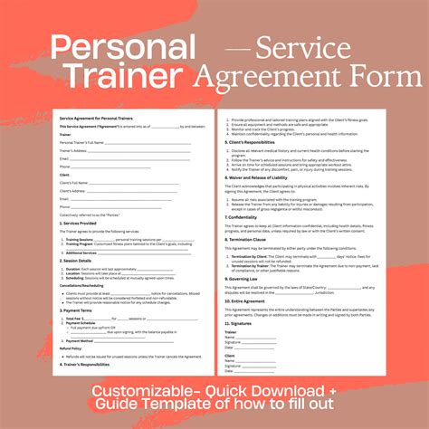 Personal Trainer Contract Template Fitness Coaching Agreement