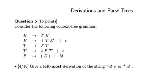 Solved Derivations And Parse Trees Question Points Chegg