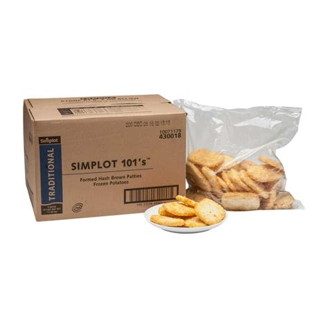 Simplot 101 Hash Brown Potato Patty 5 Pound 6 Per Case