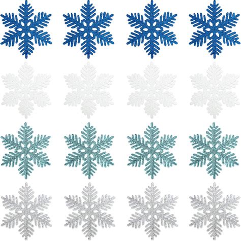 48 Pieces Christmas Glitter Snowflake Plastic Snowflakes