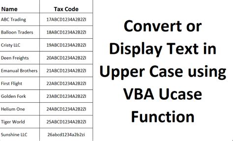 convert text to upper case vba ucase function msofficegeek