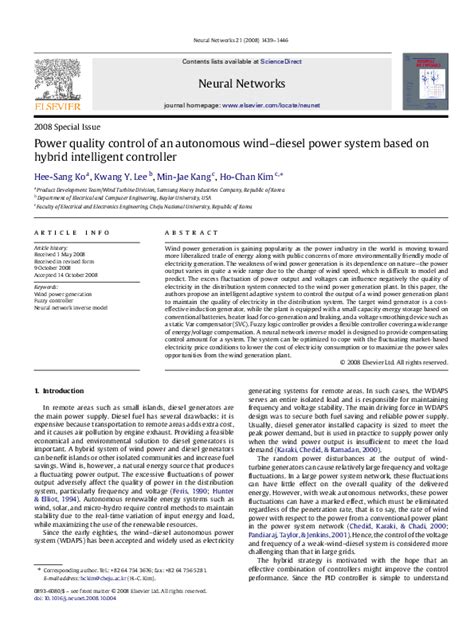 Pdf Power Quality Control Of An Autonomous Wind Diesel Power System