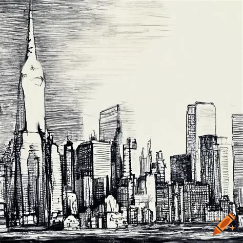 Future City Skyline Drawing