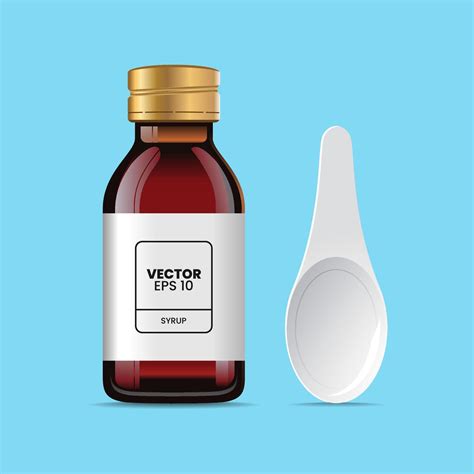 Syrup Glass Bottle And Spoon For Mock Up Symbol Icon Banner