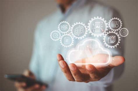 Businessman Show With Cloud Computing Diagram In Hand Cloud Computing Technology Data Storage