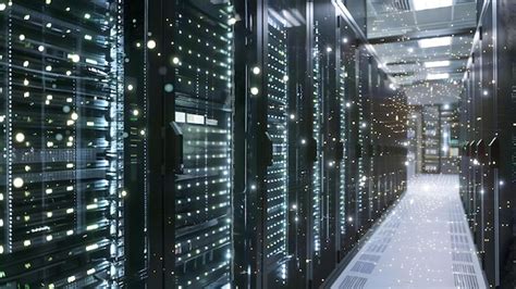 Data Center With Server Racks Cryptocurrency Mining Cloud Computing And Cybersecurity Technology