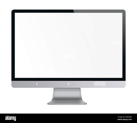 Computer Display With White Blank Screen Front View Isolated On White