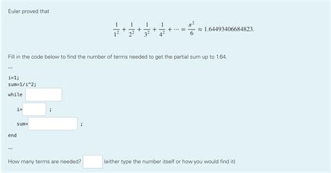 Solved Euler Proved That 12 164493406684823 12 22