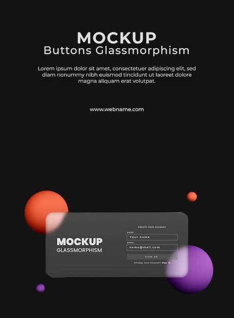Premium Psd Glassmorphism Buttons Style Mockup