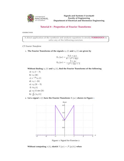 Tutorial 8 Properties Of Fourier Transforms Signals And Systems