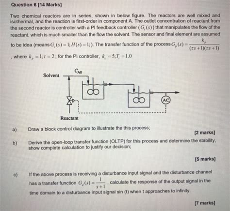 Solved Question Marks Two Chemical Reactors Are In Chegg Com
