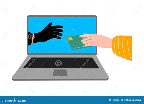 Cyber Hackers Thieves Hand In Laptop Stealing Money From A User S Hand Online Vector