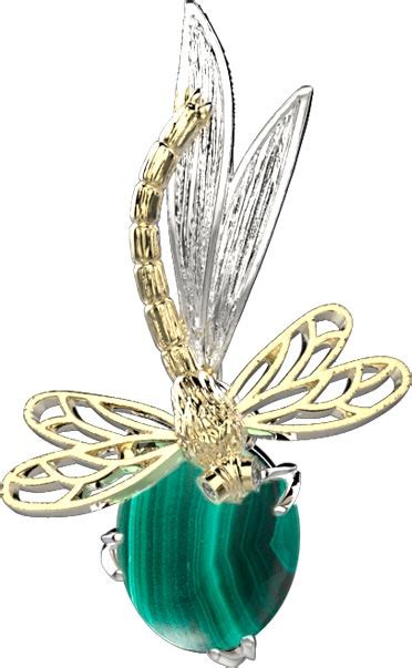 Серебряный кулон ''Стрекоза'' Spika Gold 3353-133-08 с малахитом ...