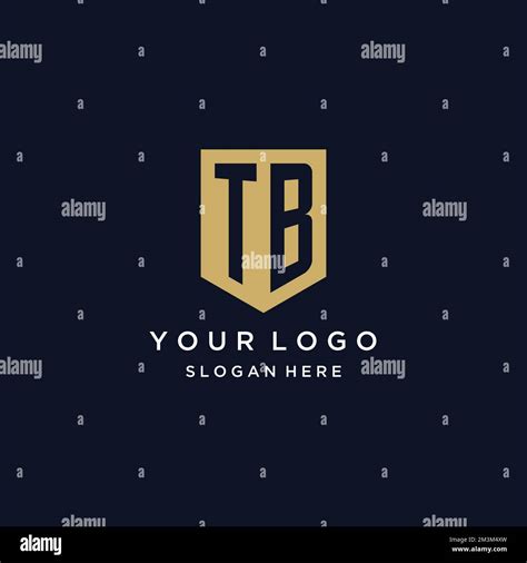 Tb Monogram Initials Logo Design With Shield Icon Template Stock Vector