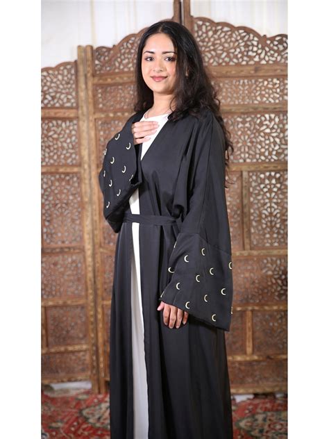 Qamar Abaya And Matching Hijab Black