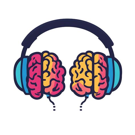 Human Brain In Headphones Brainstorming Concept Vector Illustration