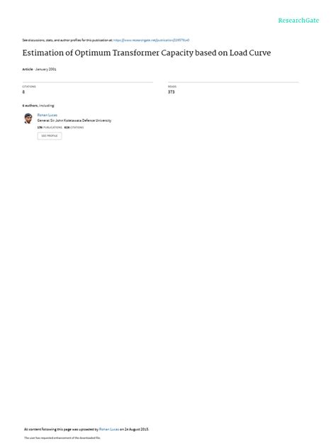 Estimation Of Optimum Transformer Capacity Pdf Transformer Electric Power