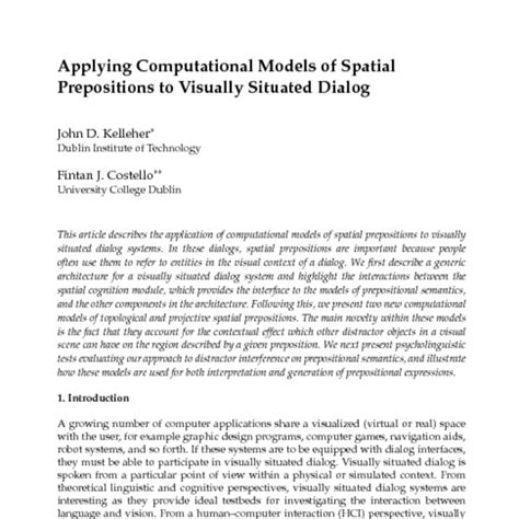 Applying Computational Models Of Spatial Prepositions To Visually