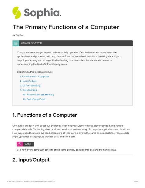 Functions Of A Computer Input Output Processing And Storage It101