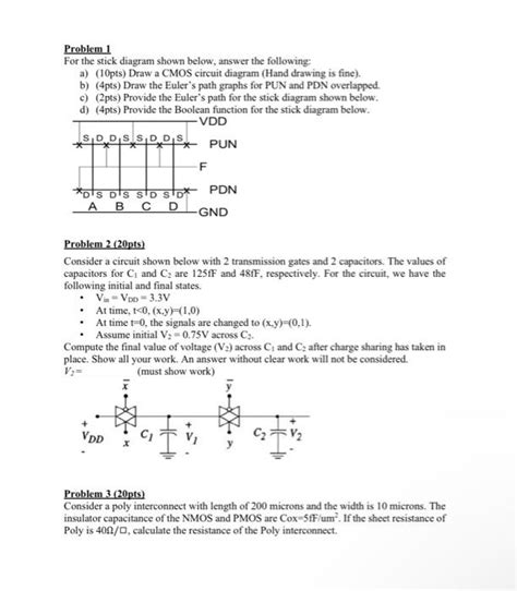 Problem 1 For The Stick Diagram Shown Below Answer