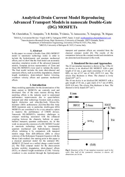 Pdf Analytical Drain Current Model Reproducing Advanced Transport