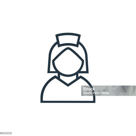 간호사 벡터 아이콘입니다 간호사 편집 가능한 뇌졸중 웹 및 모바일 앱 로고 인쇄 매체에 사용하기 위한 리니어 심볼 얇은 선 그림 벡터 격리 된 윤곽선 도면입니다 간호사에