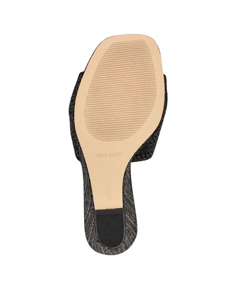 Nine West Womens Nikhil Slip On Square Toe Wedge Sandals Macys