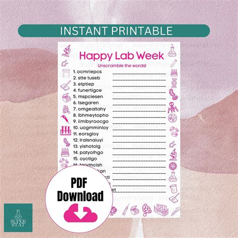 Printable Lab Week Game Word Scramble Laboratory Week 2024 Idea Lab