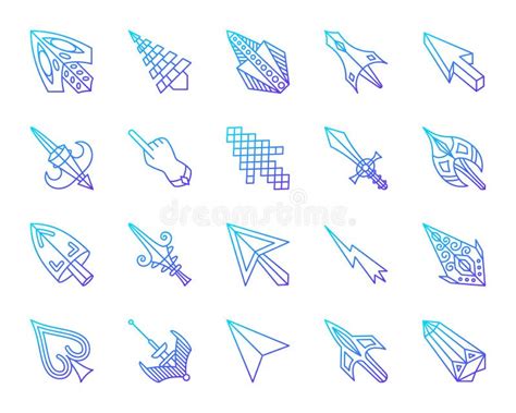 mouse cursor simple gradient icons vector set stock vector