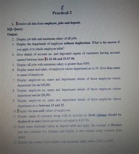 Solved Practical 2 1 Retrieve All Data From Employee Jobs