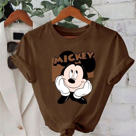 Camiseta Feminina T Shirt 100 Algodão Estampada Mickey Mouse Casual