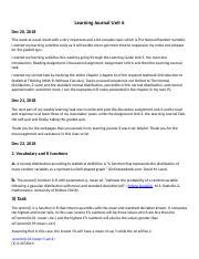 Learning Journal Unit Docx Learning Journal Unit Dec This Week As Usual Dealt
