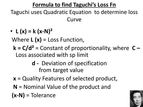 taguchi loss function pptx business accounting and finance business