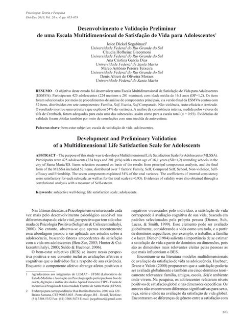Pdf Development And Preliminary Validation Of A Multidimensional Life Satisfaction Scale For