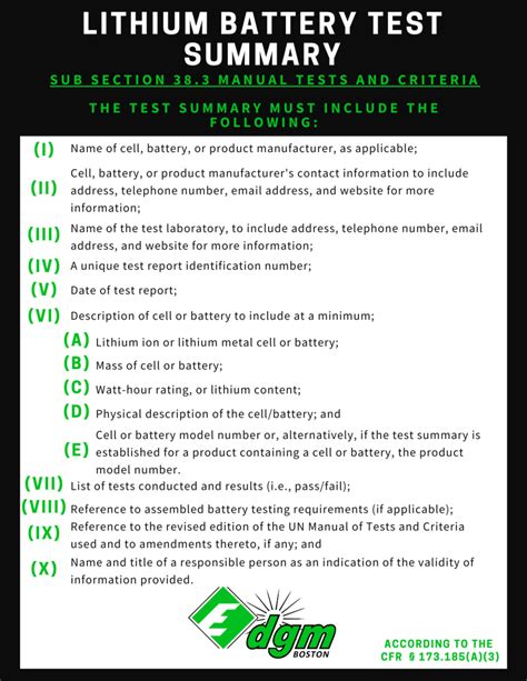 Understanding Phmsas Lithium Battery Test Summary Requirements