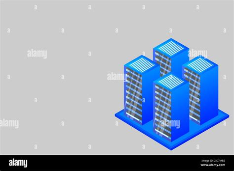 Mainframe Powered Server High Technology Concept Data Center Cloud Data Storage Isometric