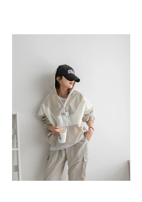 바스락바스락 와샤워싱 윈드브레이크 아노락카고팬츠 셋트
