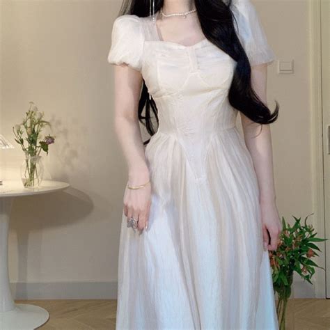 셀프웨딩브라이덜샤워룩 엘레강스 시스루 쉬폰 반팔 퍼프소매 웨딩드레스 허리잘록 플레어 롱 원피스 몸매보정 여름원피스 비치 휴양지룩 바닷가 여행 바캉스룩 호캉스 파티룩 파티드레스