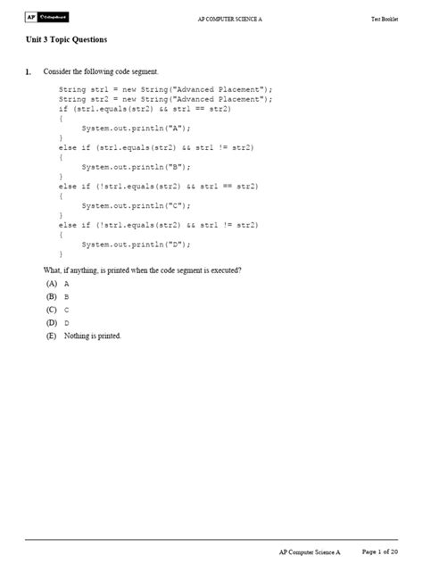 Unit 3 Topic Questions If And Booleans Pdf Method Computer