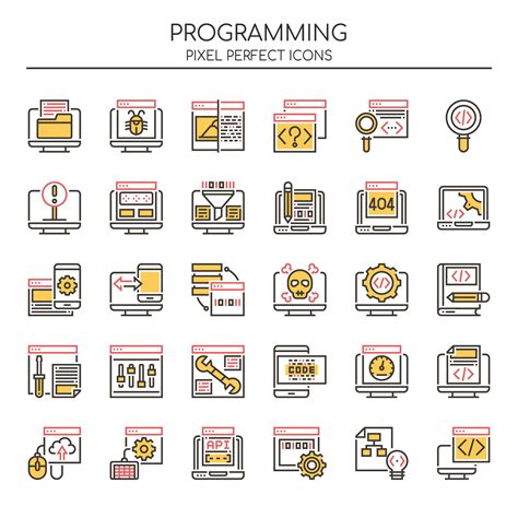 Set Of Duotone Thin Line Programming Icons 668042 Vector Art At Vecteezy