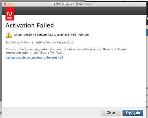 Solved Activation Failure Adobe Cs6 Design And Web Premiu Adobe